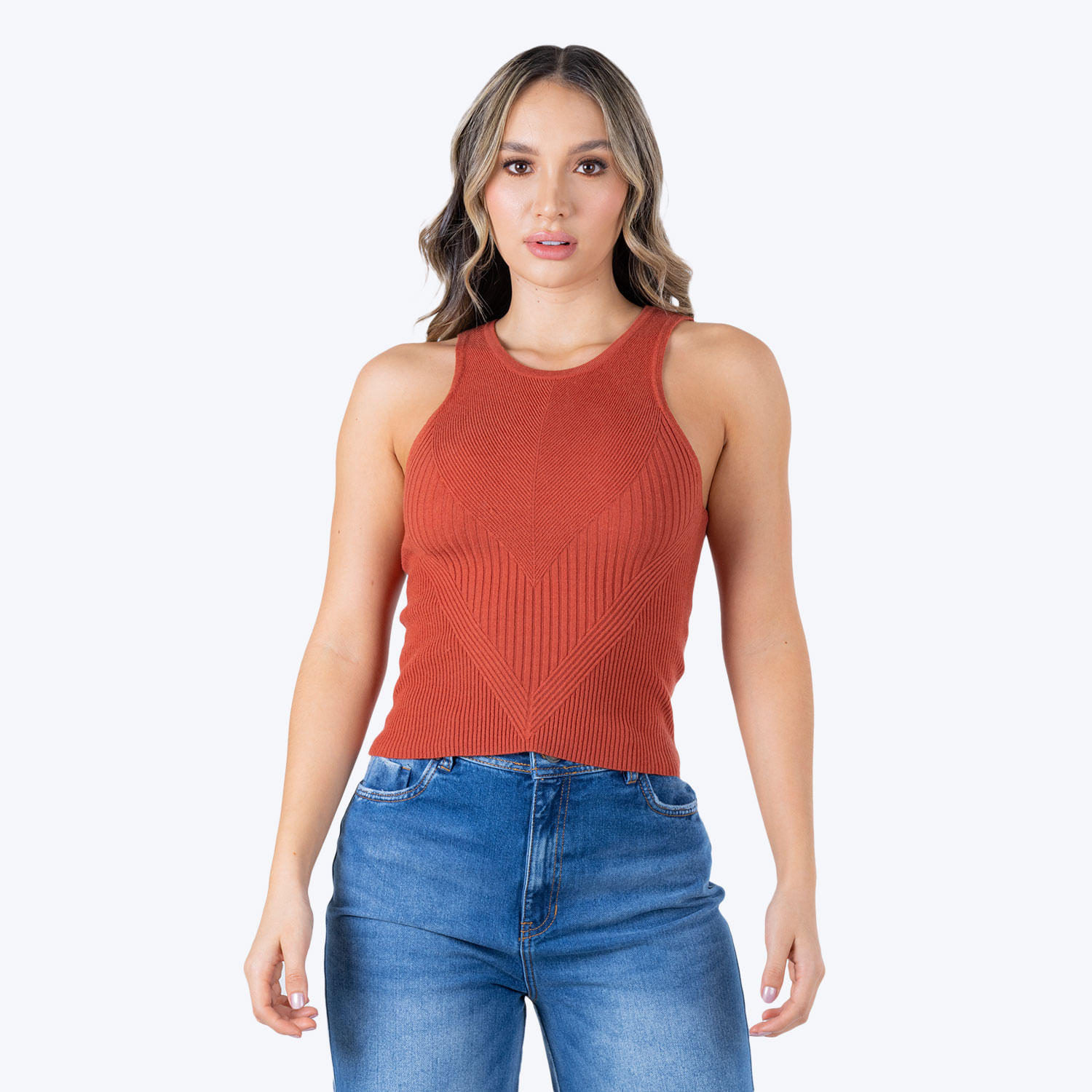 BLUSA TIRAS COLOR TERRACOTA PARA MUJER