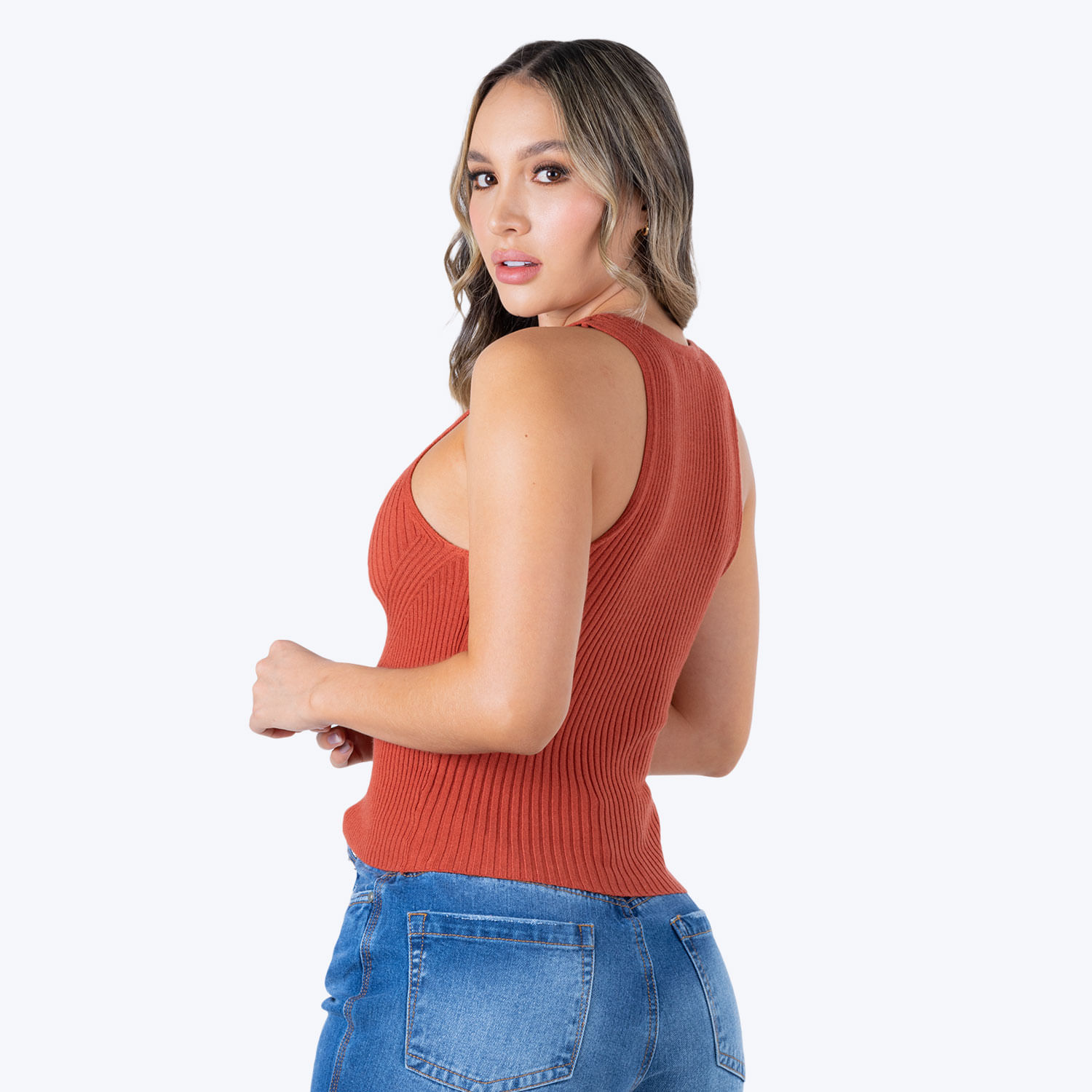 BLUSA TIRAS COLOR TERRACOTA PARA MUJER