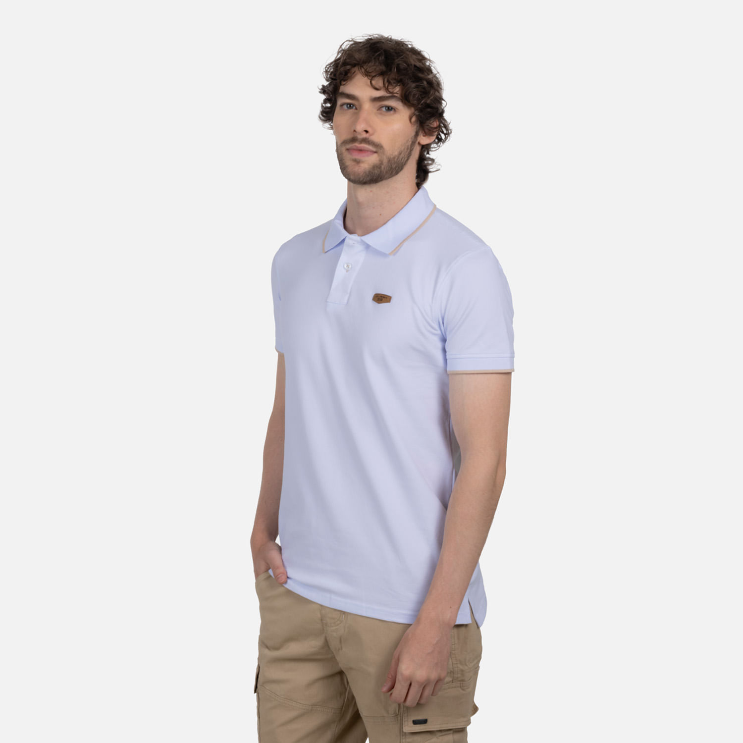 POLO TIPPING COLOR BLANCO BEIGE MEDIO PARA HOMBRE - QUEST